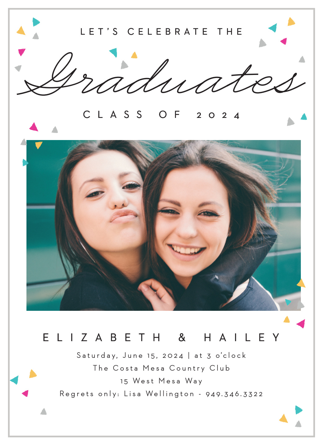 Colorful Confetti Graduation Invitations by BasicInvite.com