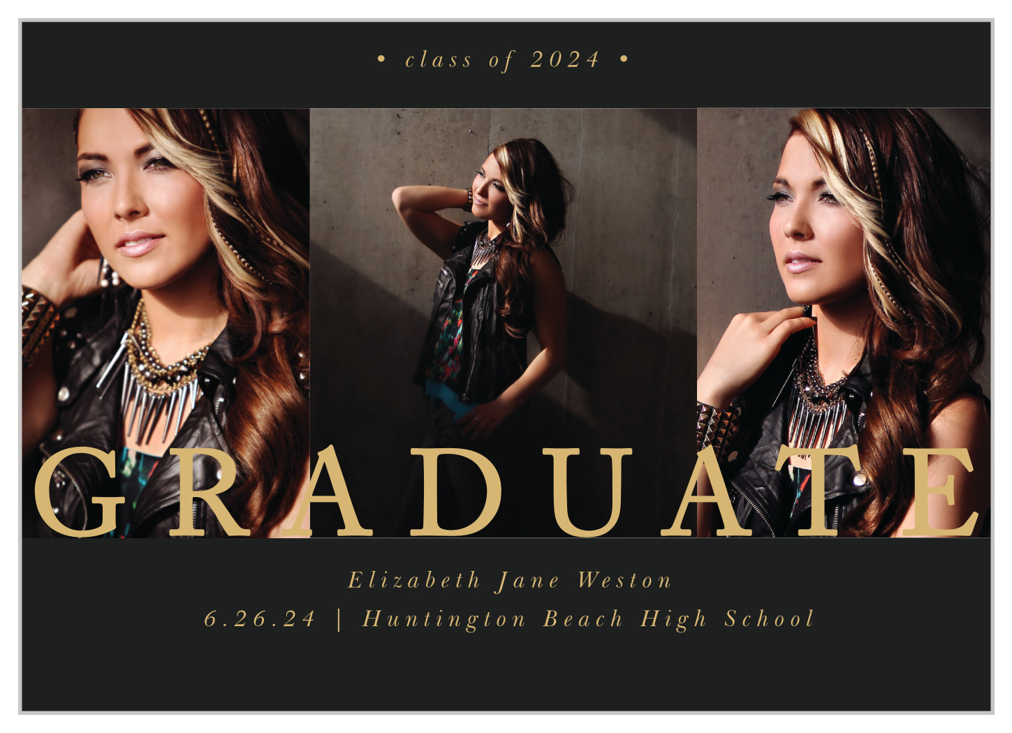 Dazzling Trio Foil Graduation Announcements by BasicInvite.com