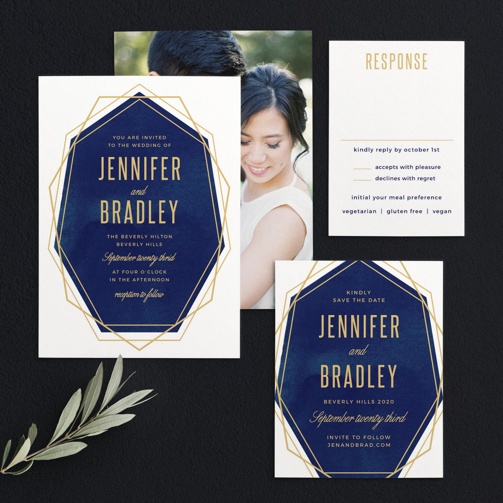 Divinely Modern Foil Wedding Invitations by Basic Invite