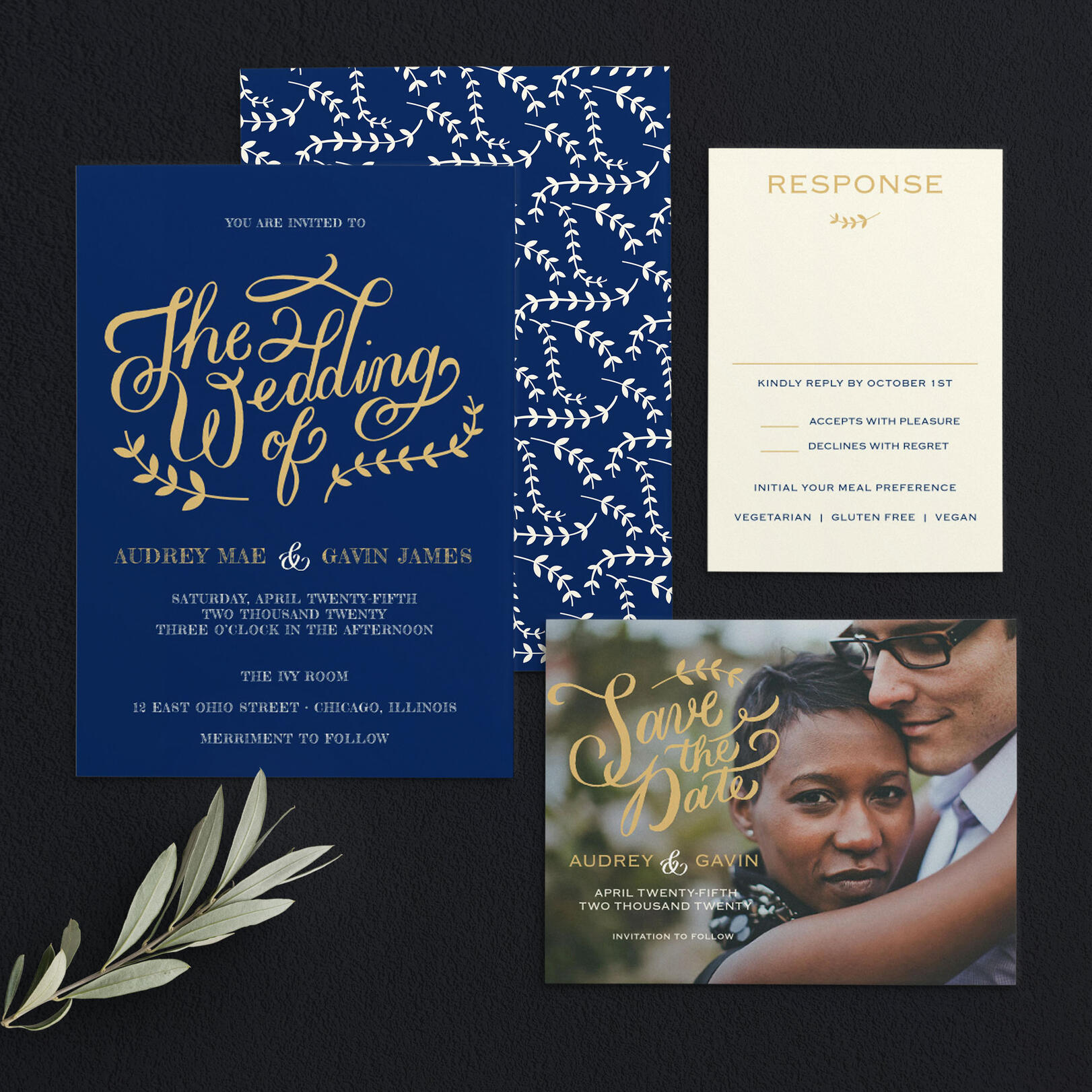 Lovely Lettering Foil Response Cards by Basic Invite