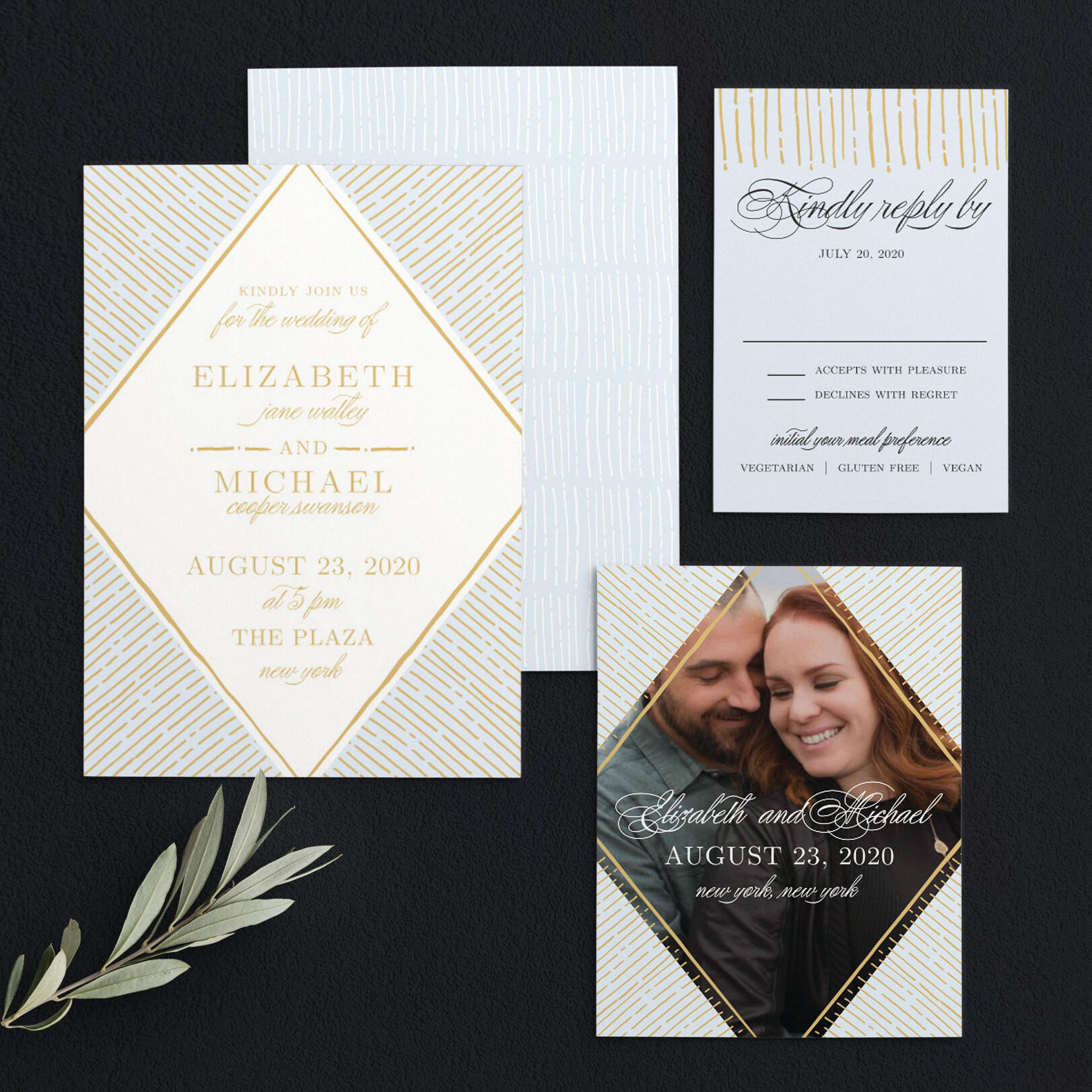 Dazzling Diamond Foil Wedding Invitations by Basic Invite