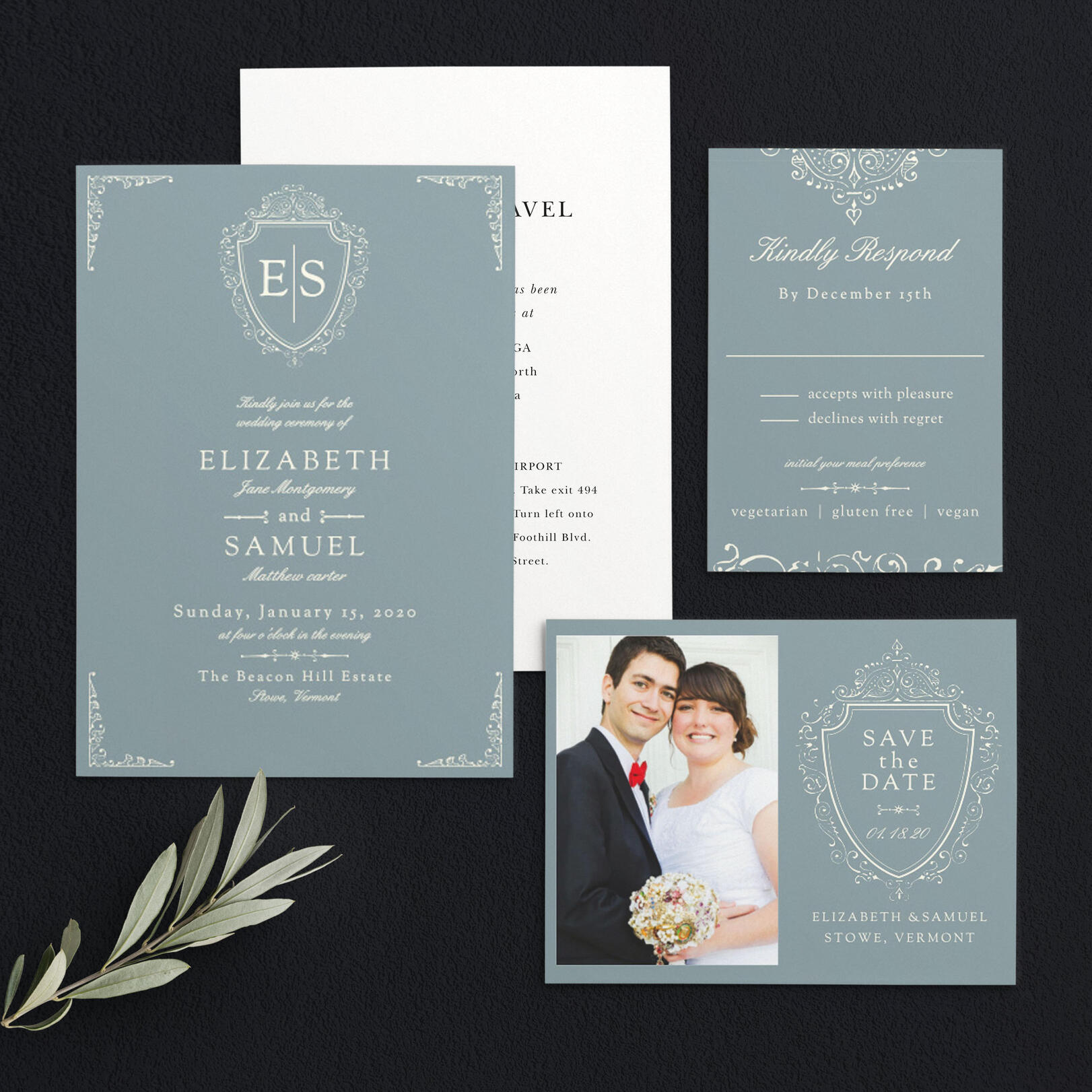Scrolling Monogram Wedding Invitations by Basic Invite