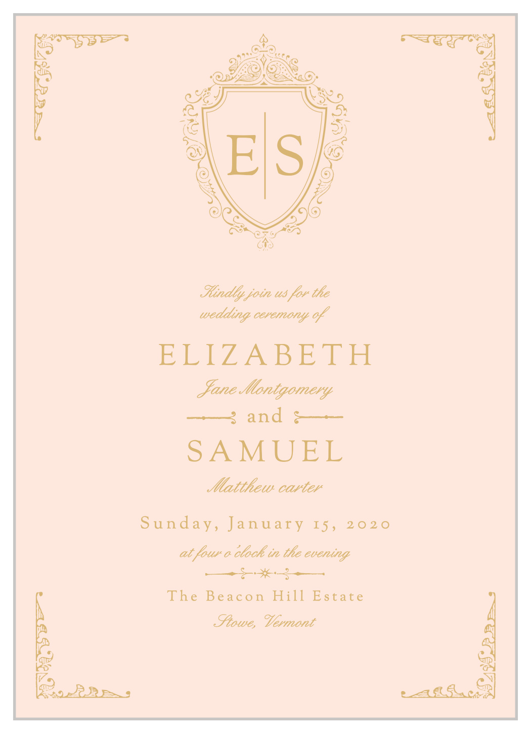 Scrolling Monogram Foil Wedding Invitations by Basic Invite