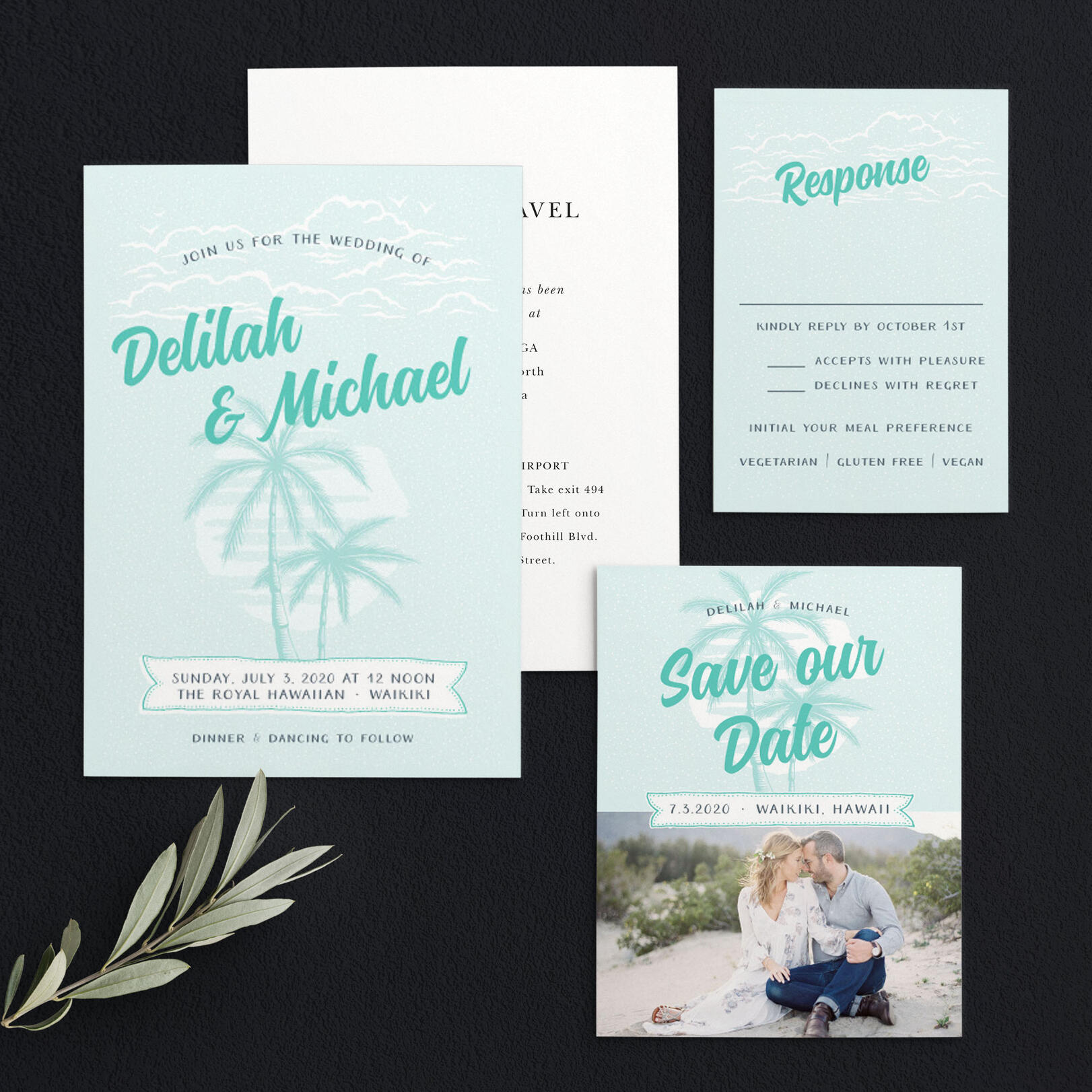 Modern Beachside Save the Date Cards by Basic Invite