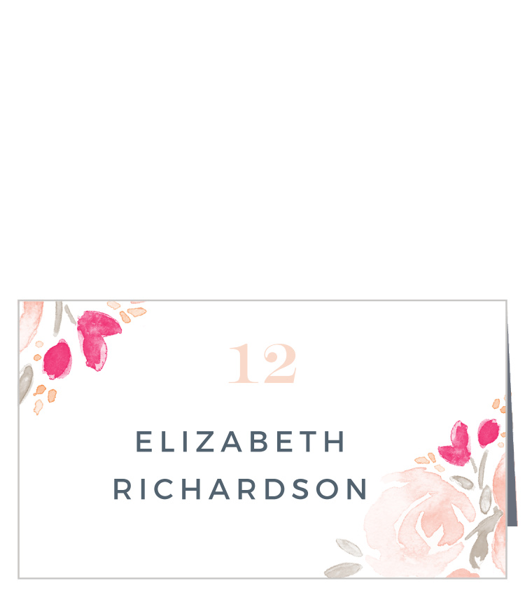 Watercolor Bouquet Place Cards by Basic Invite