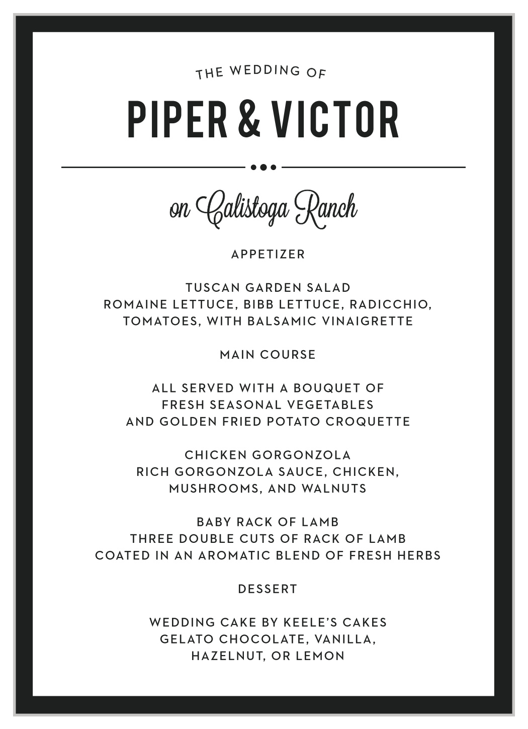 Perennial Playbill Wedding Menus by Basic Invite