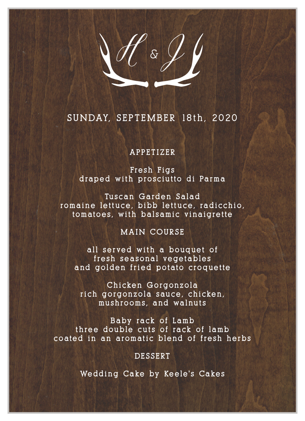Rustic Wood Wedding Menus by Basic Invite