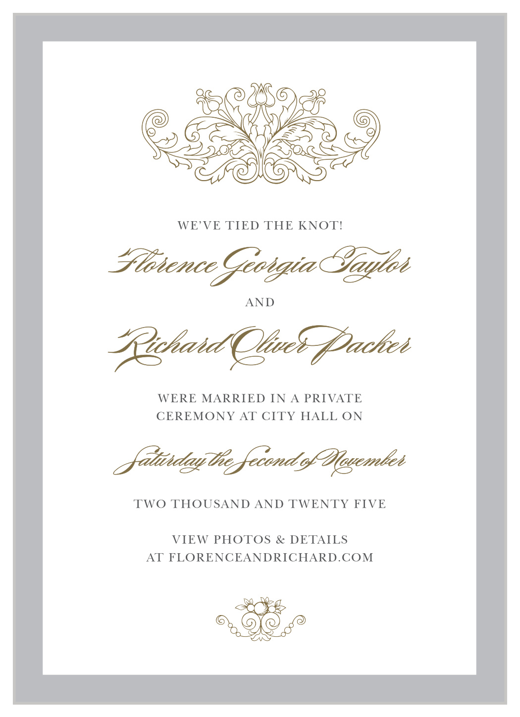 Vintage Damask Wedding Announcements by Basic Invite