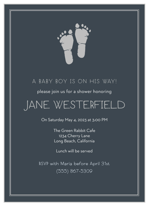 Baby Footprint Baby Shower Invitations - Match Your Color & Style Free!
