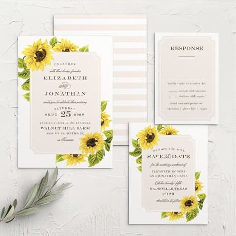 Sunflower Frame Wedding Invitations by Basic Invite