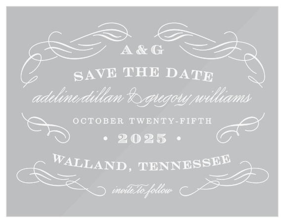 Scrolled Frame Clear Wedding Menus by Basic Invite