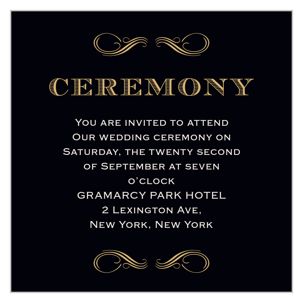 Lovely Vintage Foil Ceremony Cards by Basic Invite