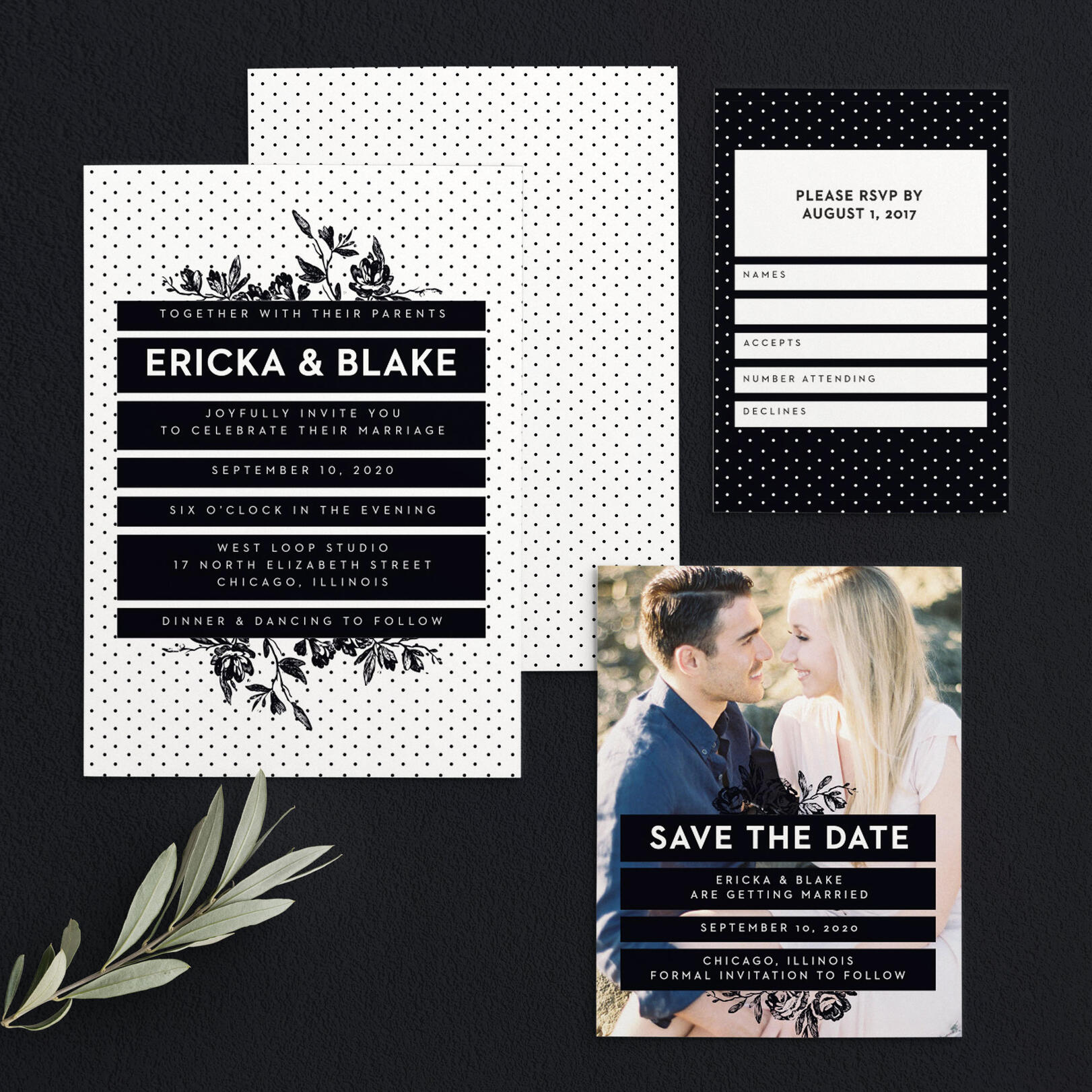 High Contrast Wedding Invitations by Basic Invite
