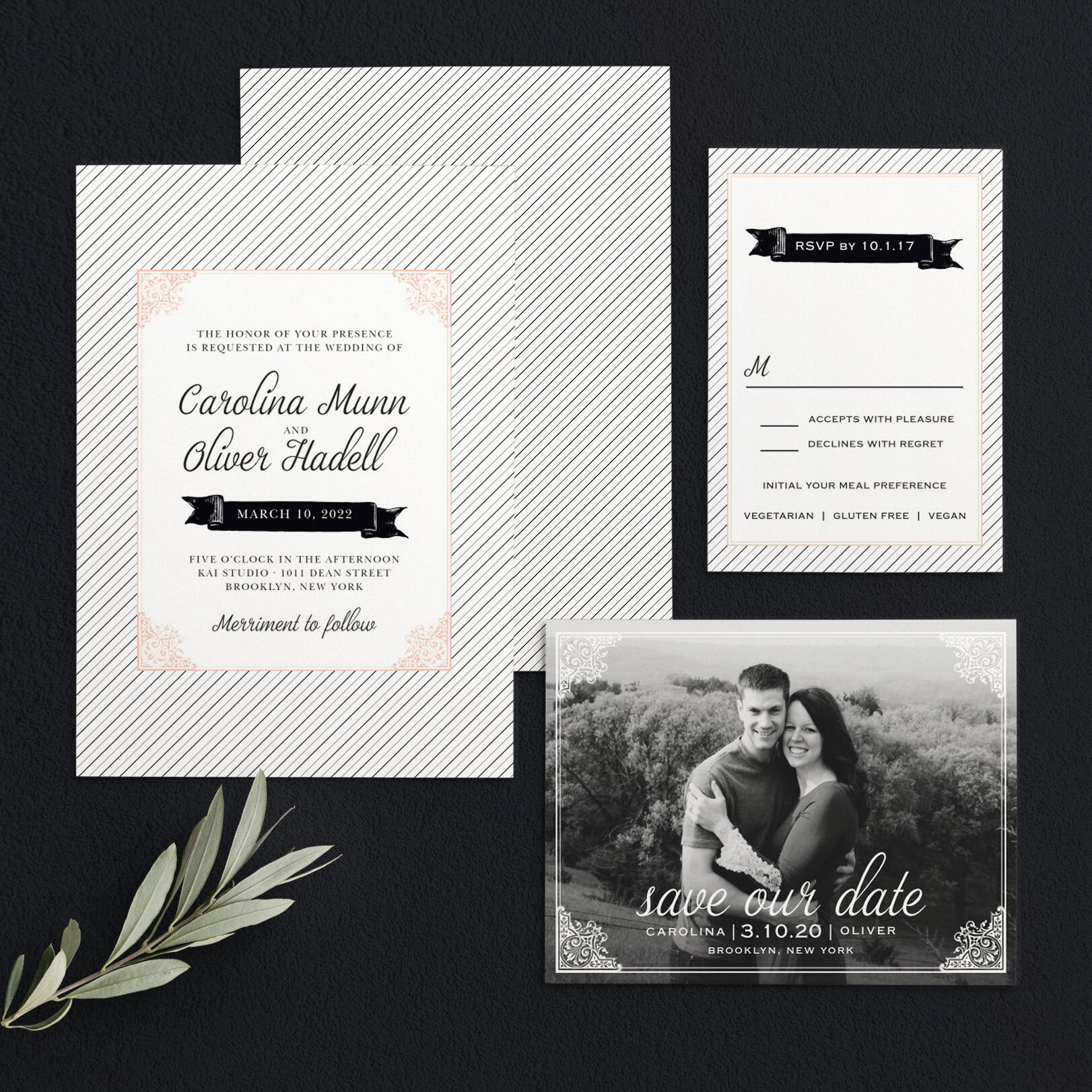 Fine Line Wedding Invitations by Basic Invite