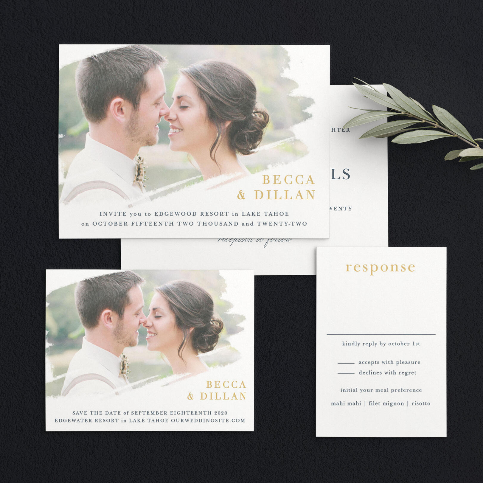 Brushstroke Bliss Foil Wedding Invitations by Basic Invite