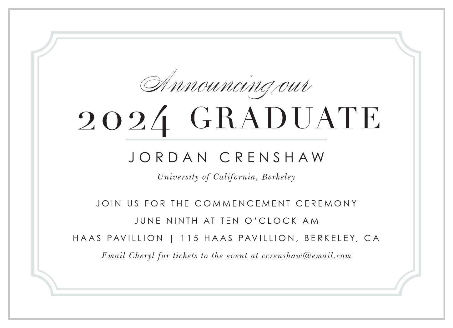 Traditional Lines Graduation Invitations by BasicInvite.com