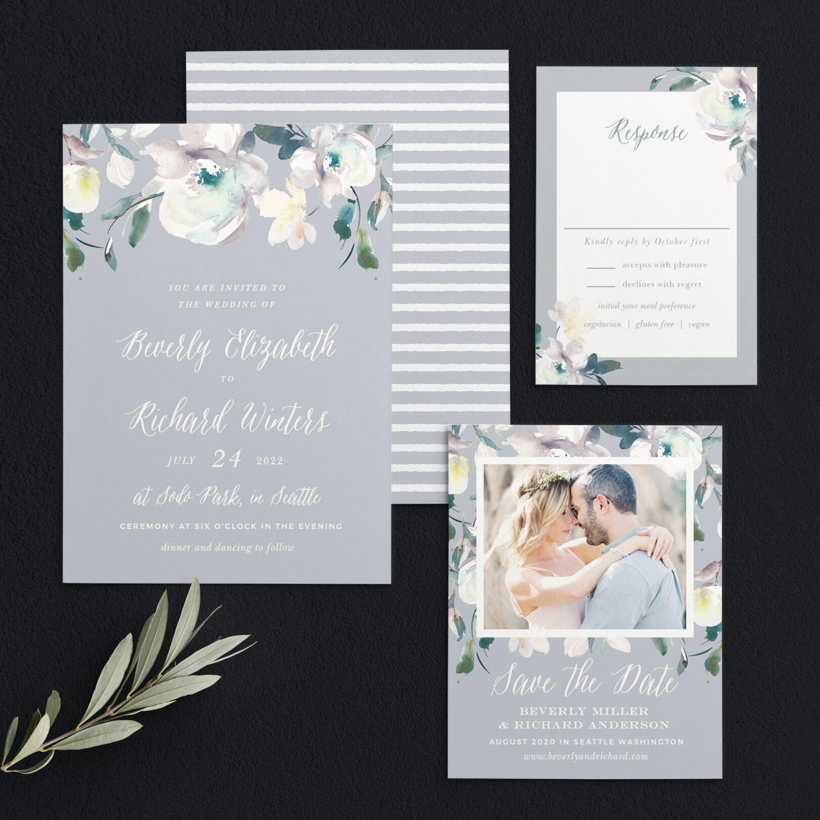 Antique Blooms Wedding Invitations by Basic Invite