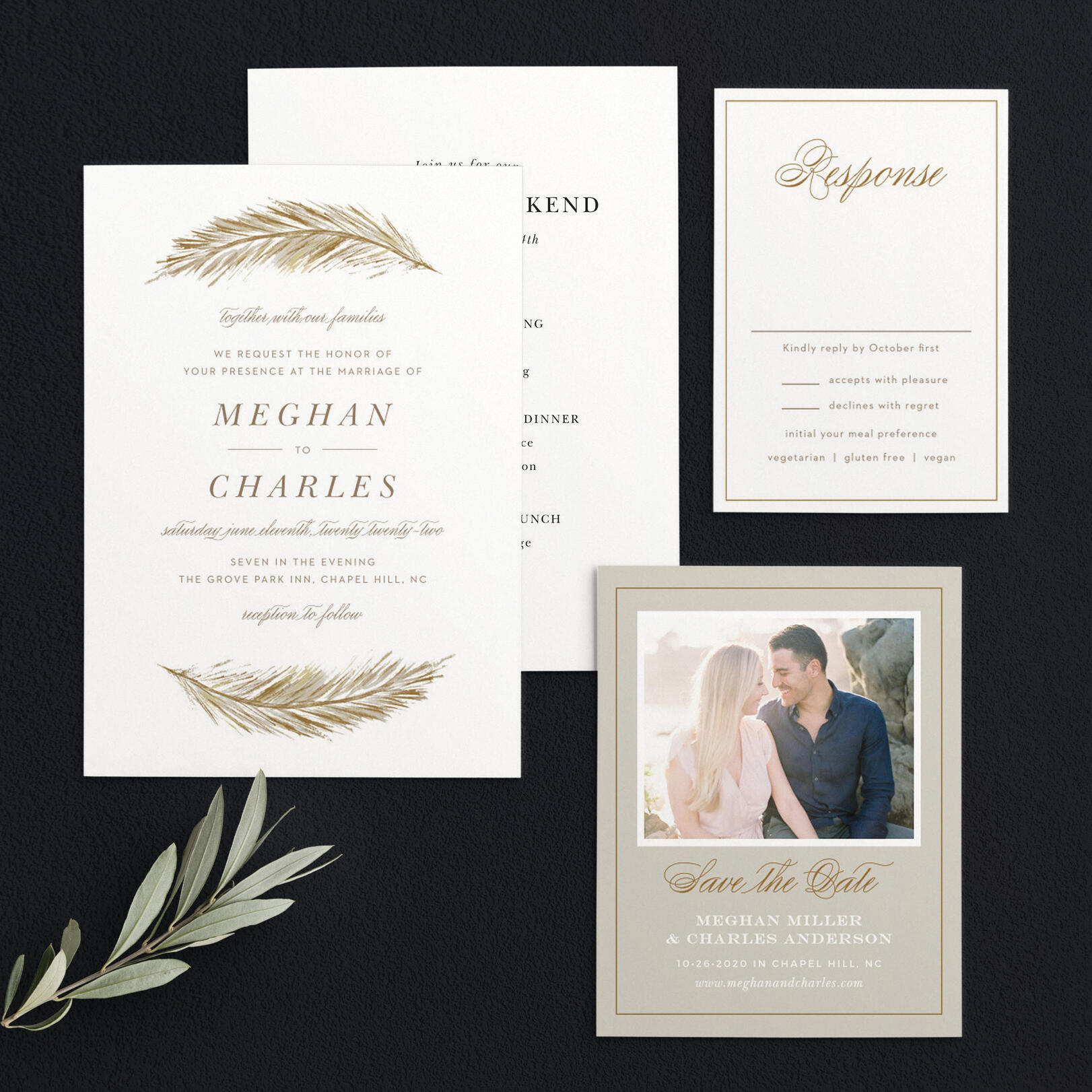 Falling Feathers Wedding Invitations by Basic Invite