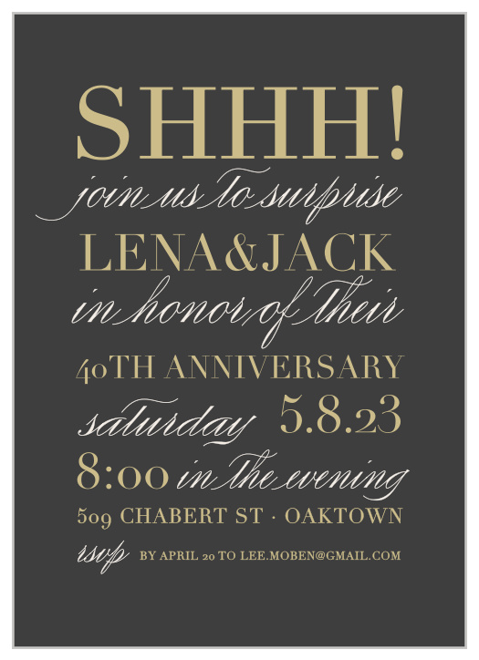 Anniversary Invitations | Match Your Color & Style Free! - Basic Invite