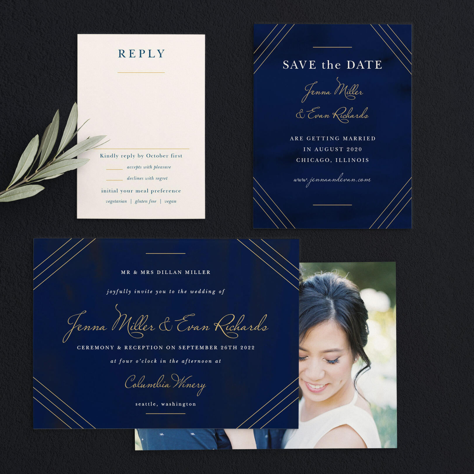 Indigo Infatuation Response Cards by Basic Invite