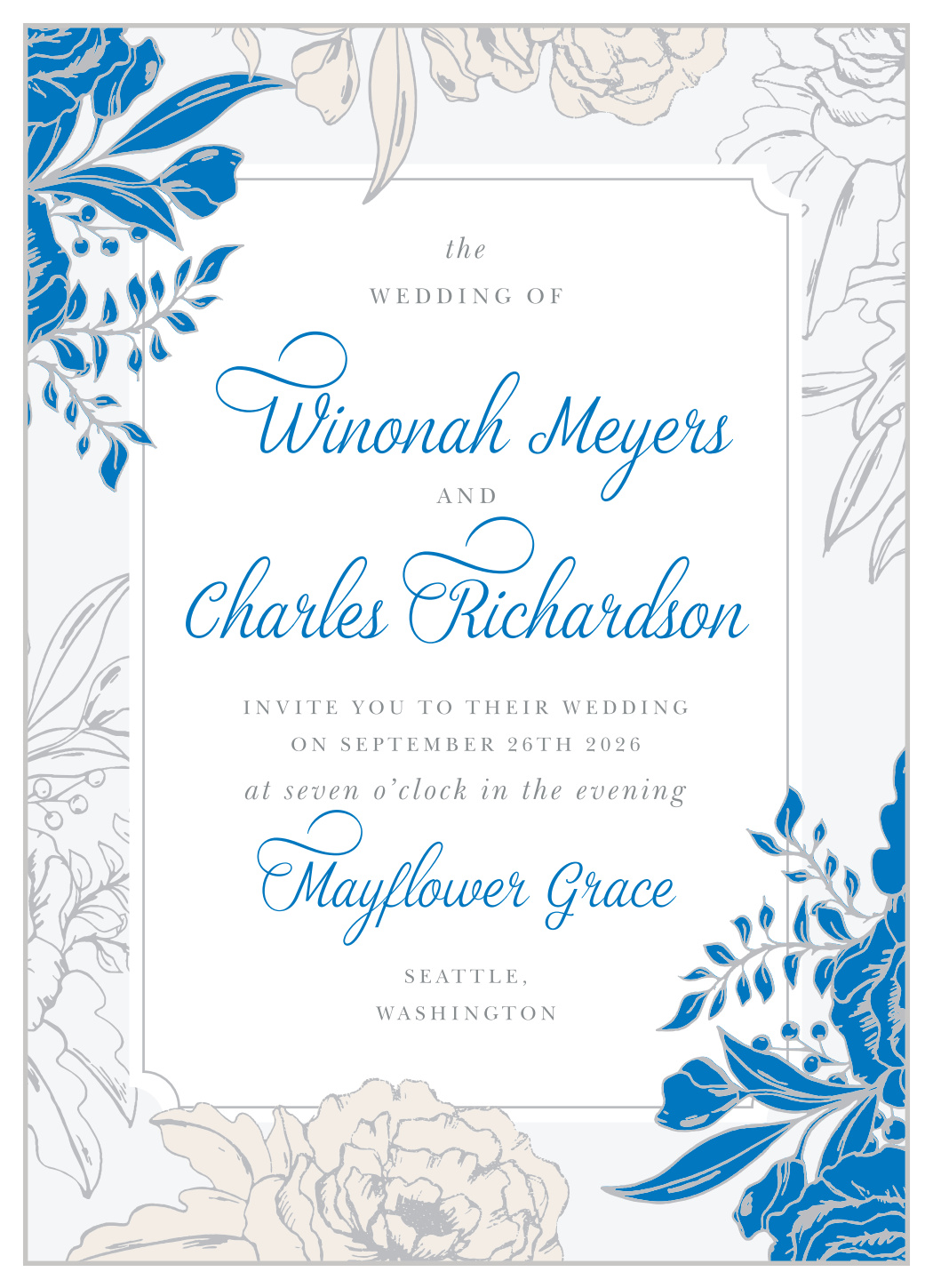 Peony Draped Wedding Invitations by Basic Invite