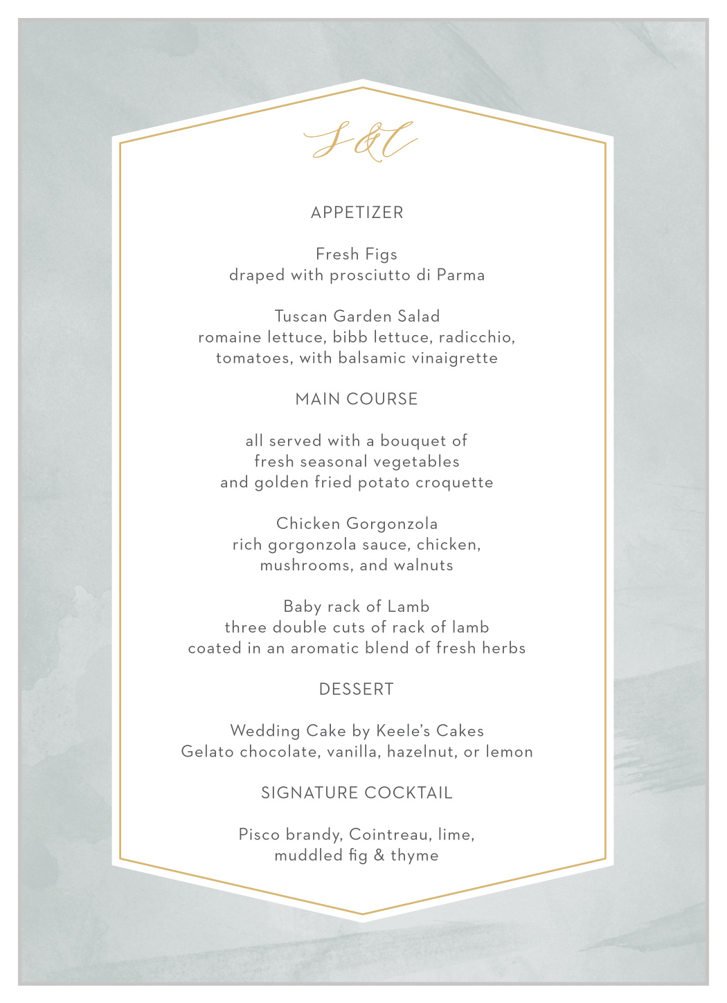 Blushing Love Wedding Menus by Basic Invite
