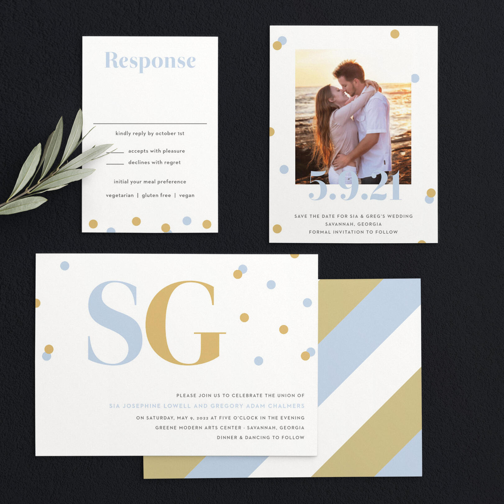 Confetti Overlap Save the Date Cards by Basic Invite