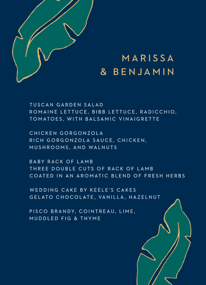 Green Breeze Wedding Menus by Basic Invite