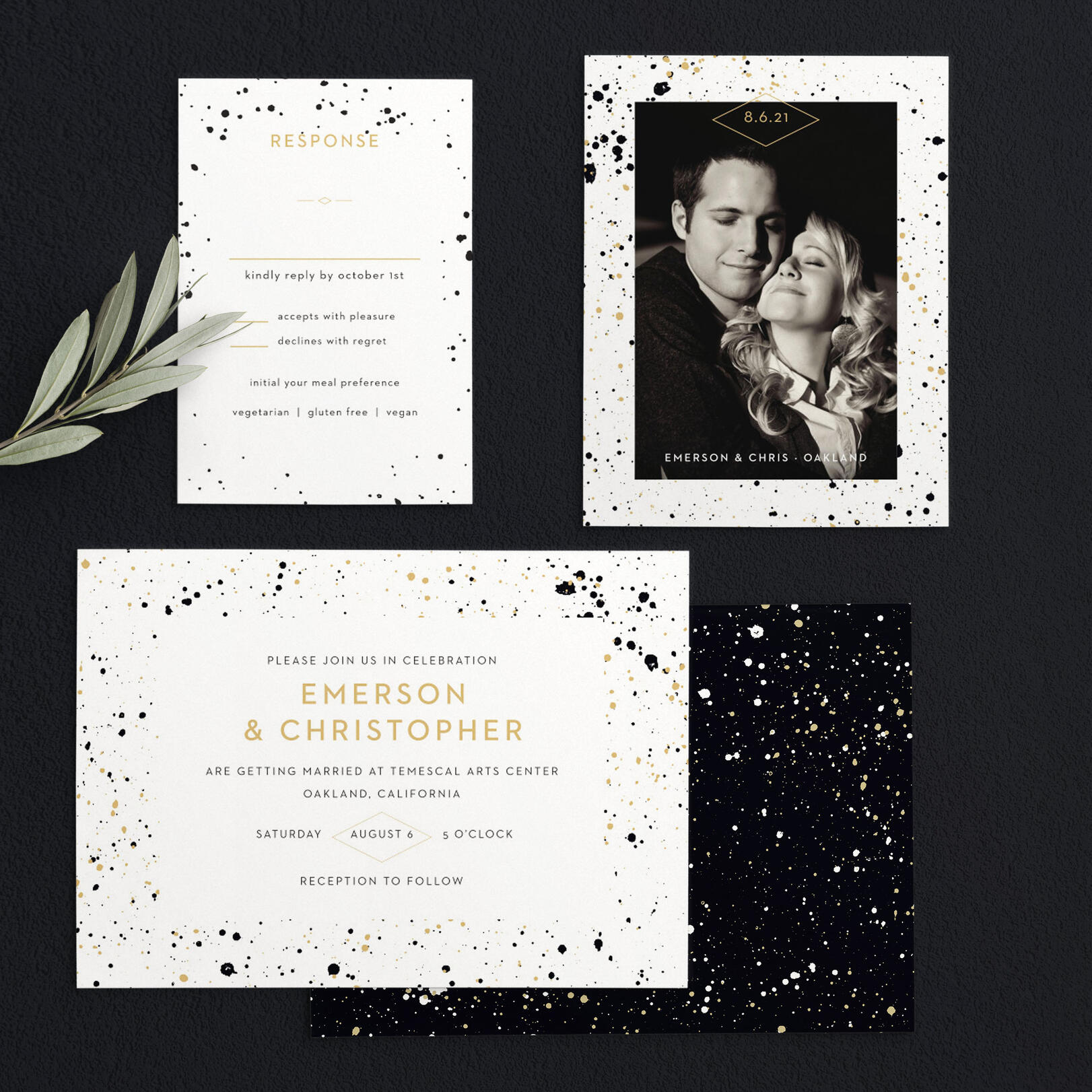 Modern Splatters Wedding Invitations by Basic Invite