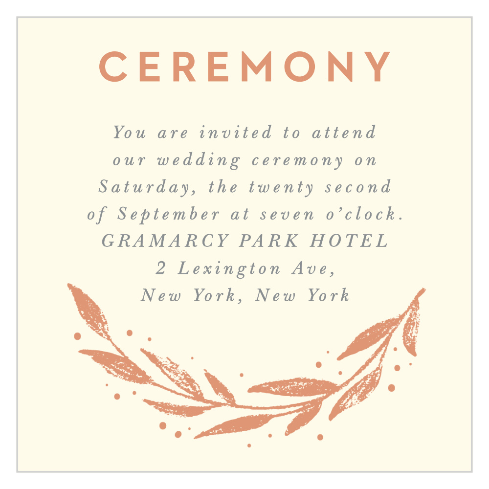 Rustic Branches Ceremony Cards by Basic Invite