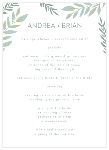 Graceful Garden Wedding Menus by Basic Invite