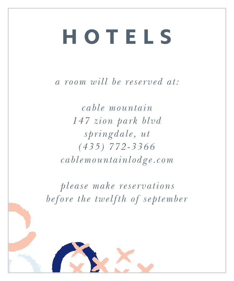 X & O Accommodation Cards by Basic Invite