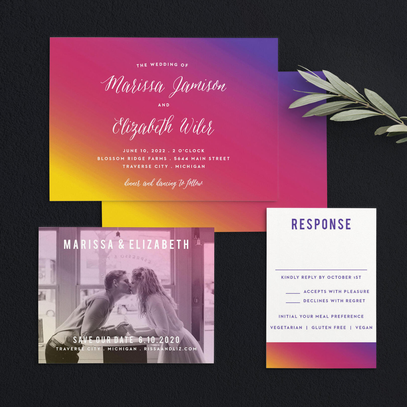 Rainbow Ombre Wedding Invitations by Basic Invite