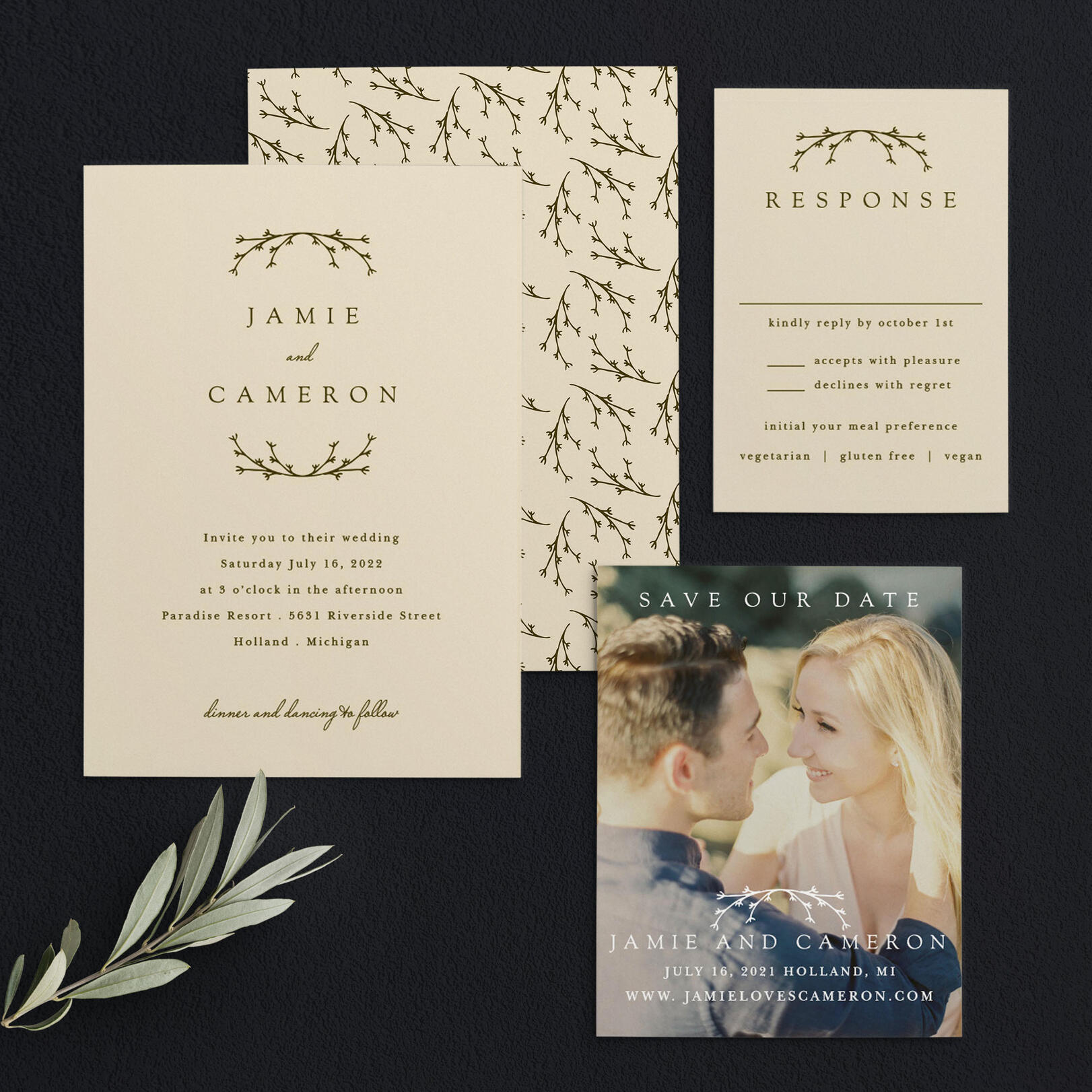 Charming Twig Save the Date Cards by Basic Invite