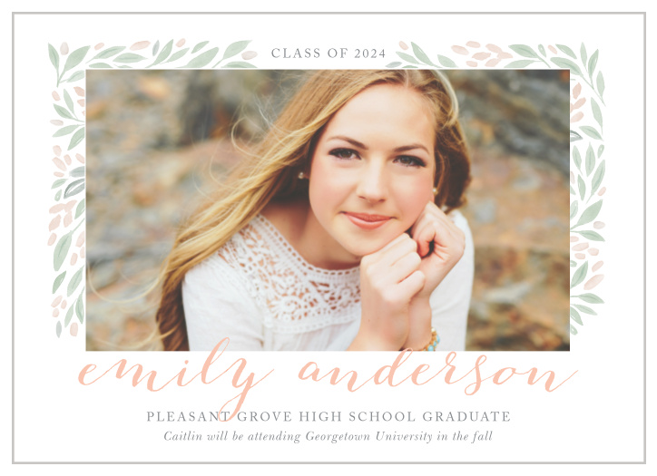 Botanical Frame Graduation Thank You Cards by Basic Invite
