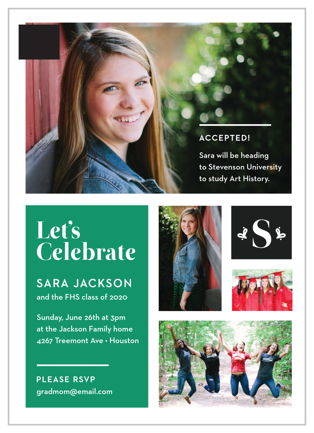 Color Blocked Graduation Invitations by Basic Invite