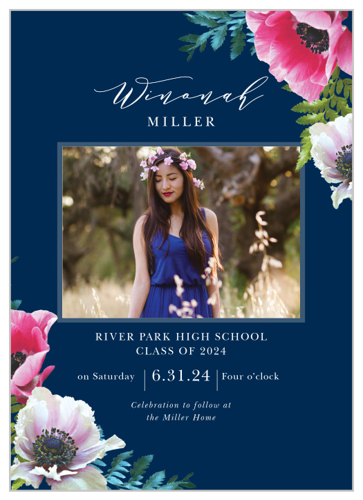 Floral Graduation Announcements & Invitations - Match Your Color ...