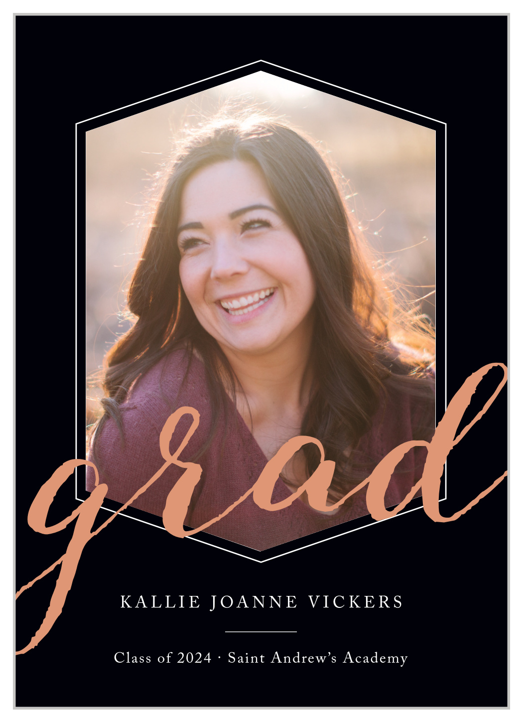 Hexagon Frame Graduation Announcements by Basic Invite
