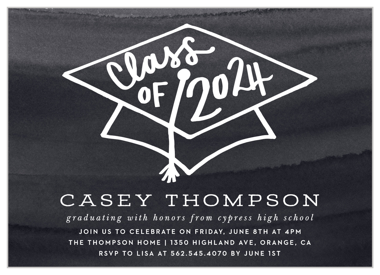 Hand Drawn Cap Graduation Invitations by Basic Invite
