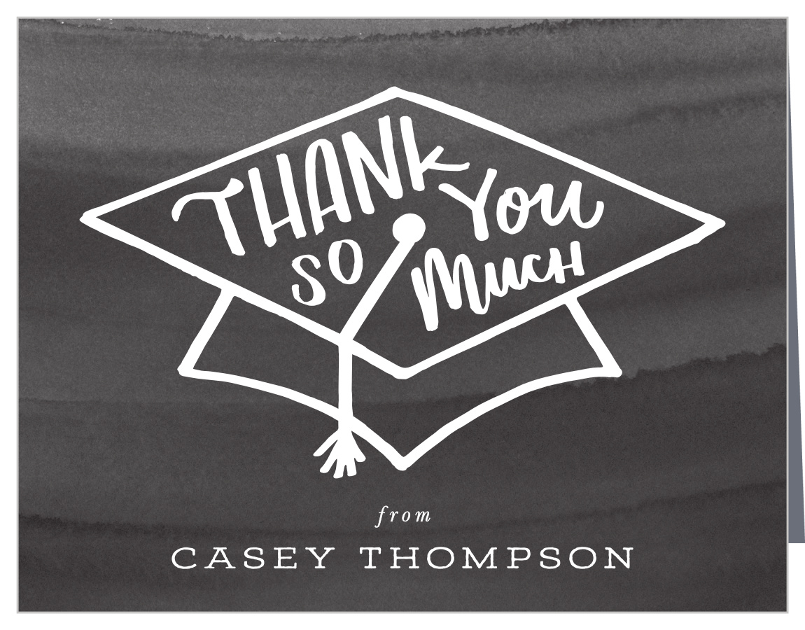 Hand Drawn Cap Graduation Thank You Cards by Basic Invite