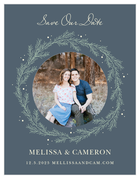 Evergreen Wreath Wedding Website by Basic Invite