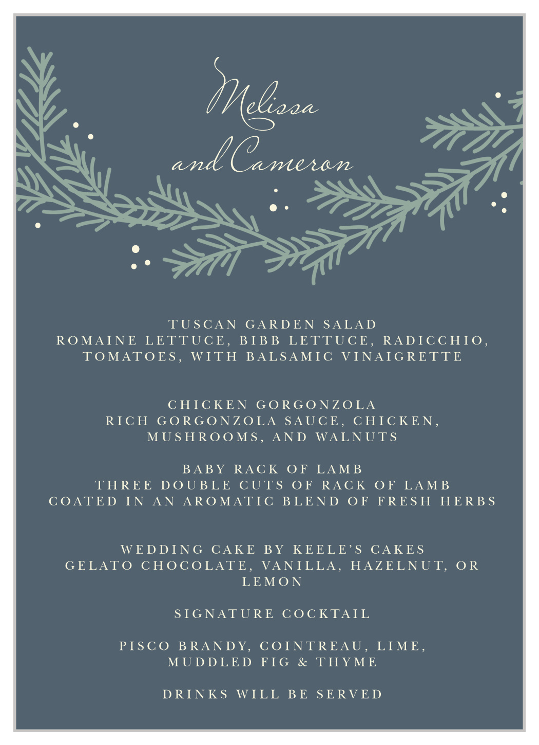 Evergreen Wreath Wedding Menus by Basic Invite
