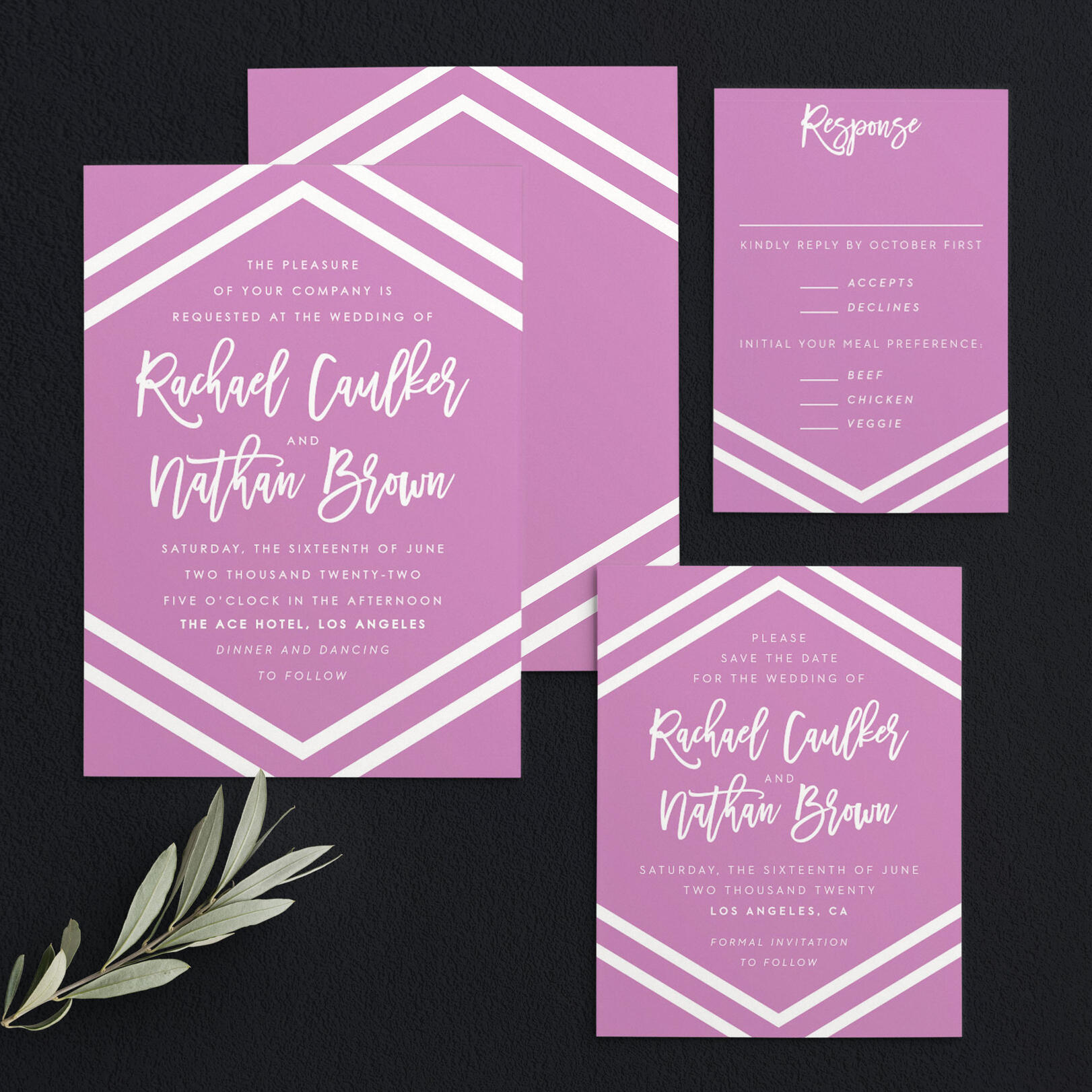 Cheeky Chevron Wedding Invitations by Basic Invite