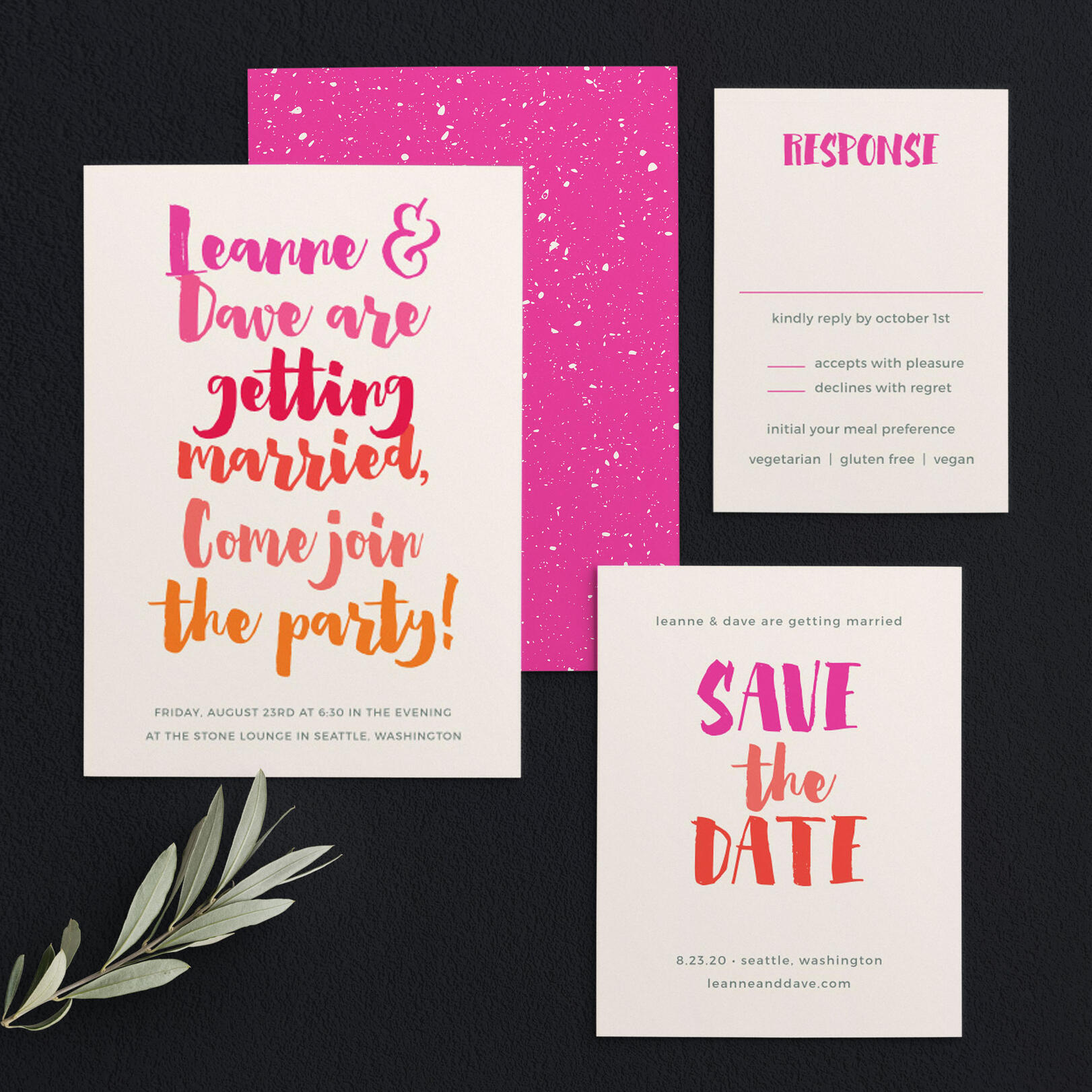 Bright Lettering Wedding Invitations by Basic Invite