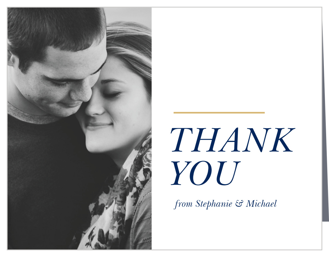 Stacked Italic Wedding Thank You Cards by Basic Invite