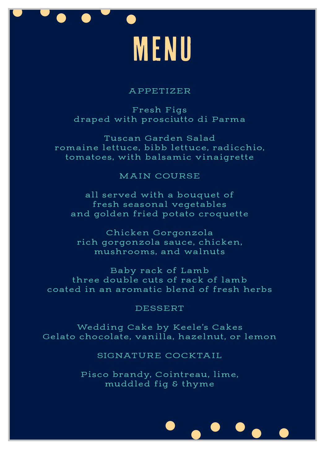 Color Pop Wedding Menus by Basic Invite