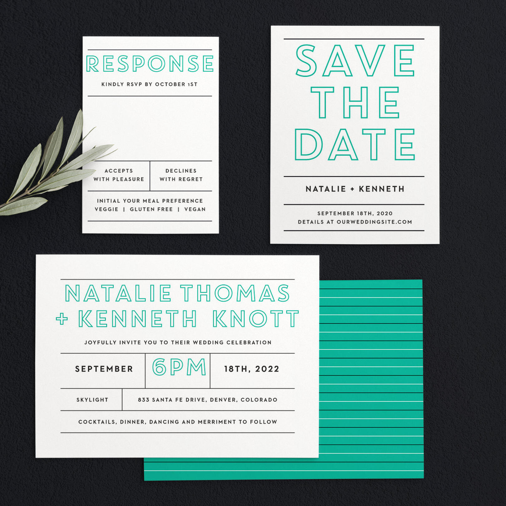 Bold Outline Response Cards by Basic Invite