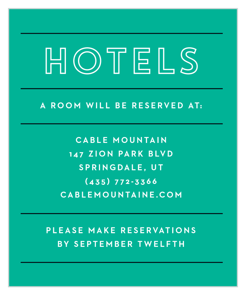 Bold Outline Accommodation Cards by Basic Invite