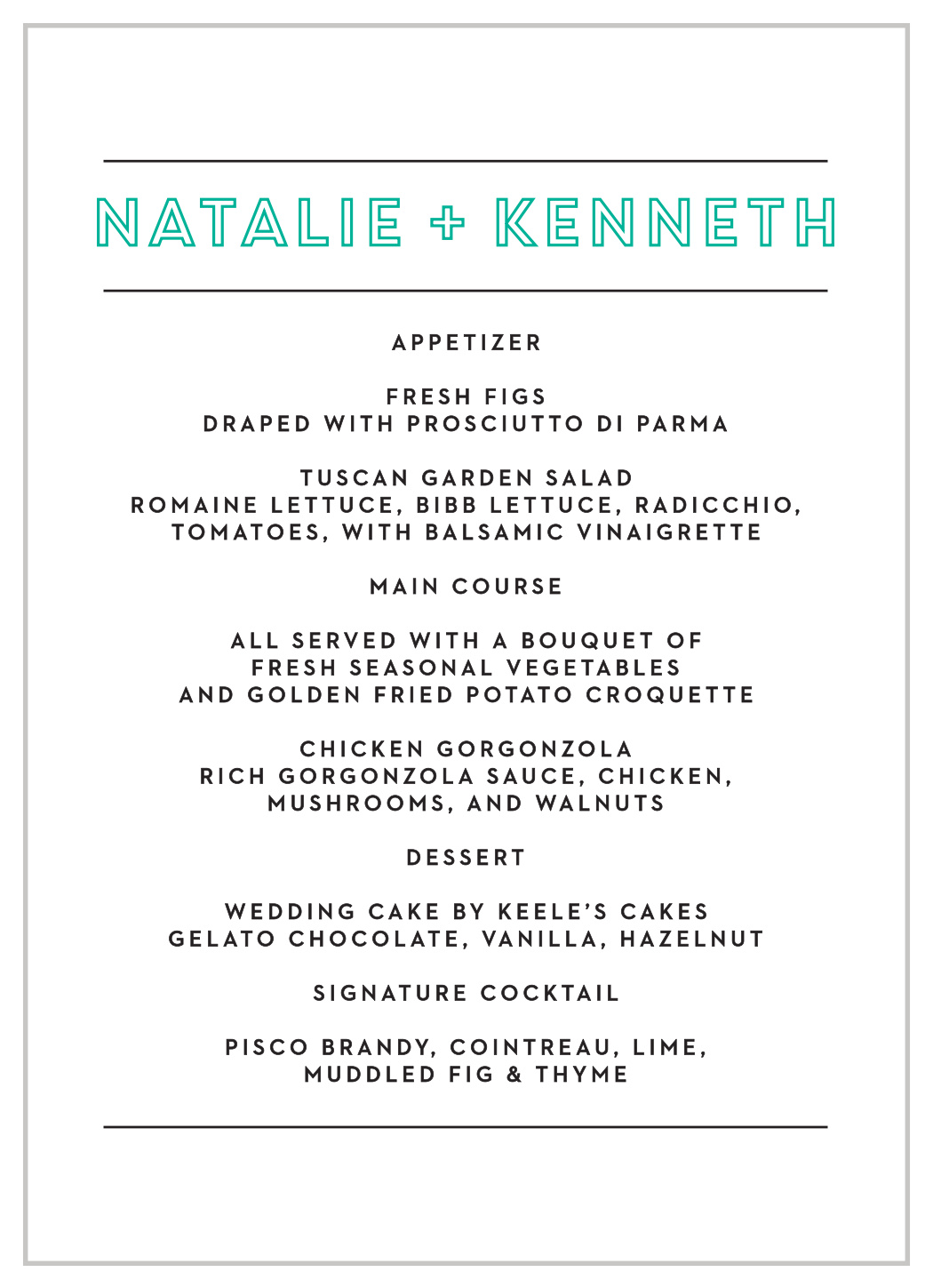 Bold Outline Wedding Menus by Basic Invite