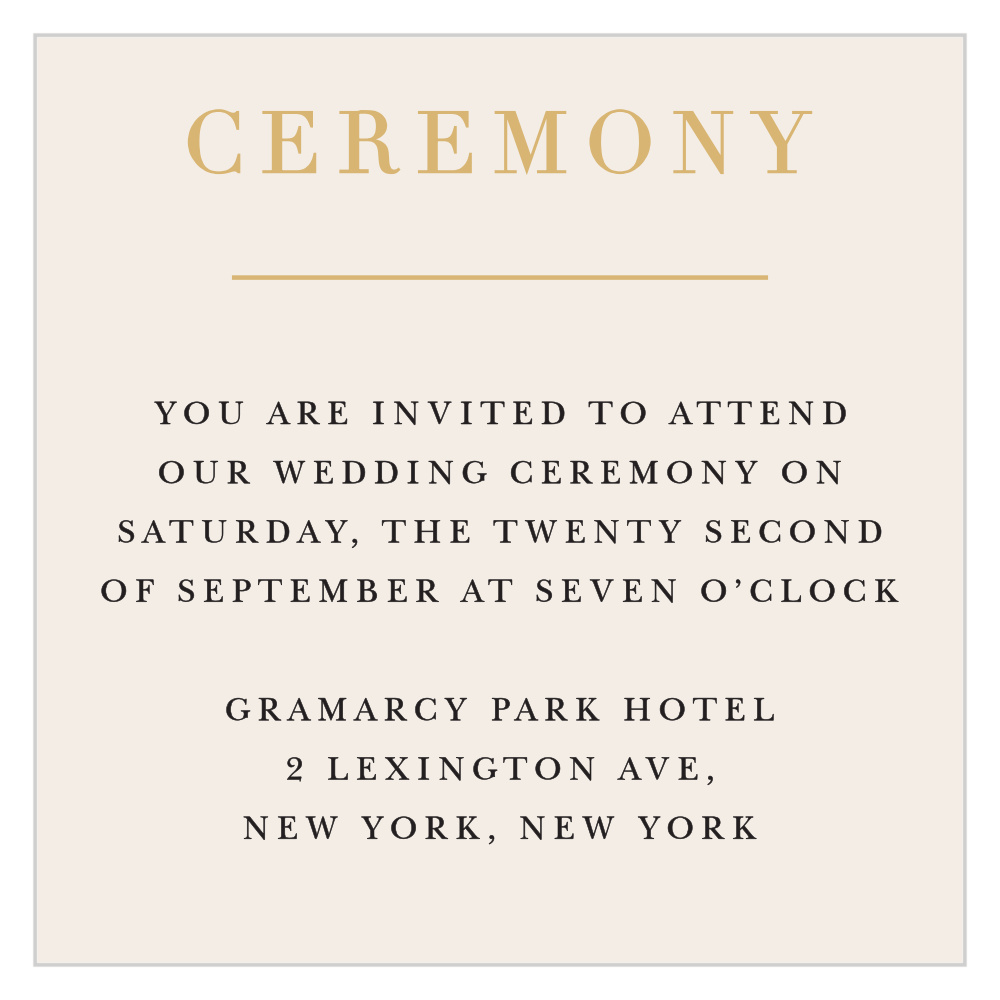 Timeless Type Ceremony Cards by Basic Invite
